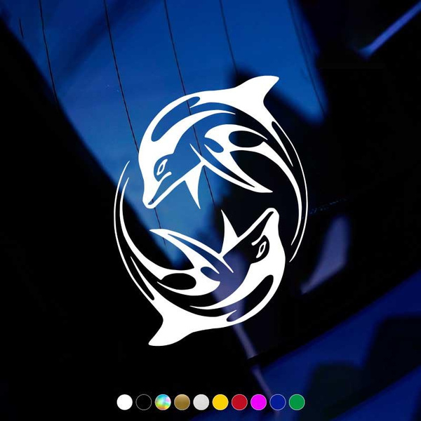 1PC Creative Waterproof Reflective Dolphin Car Decals Cute Animal Car ...