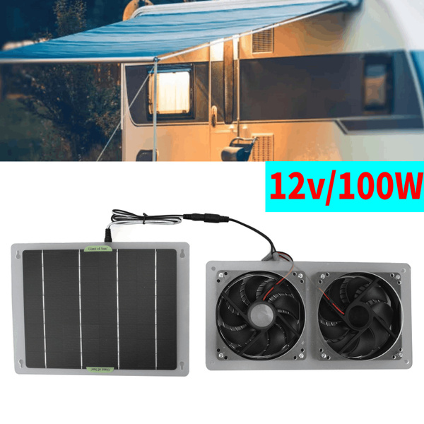 Solar Panel Powered Fan, Solar Panel Fan Kit 100W 12V Waterproof ...