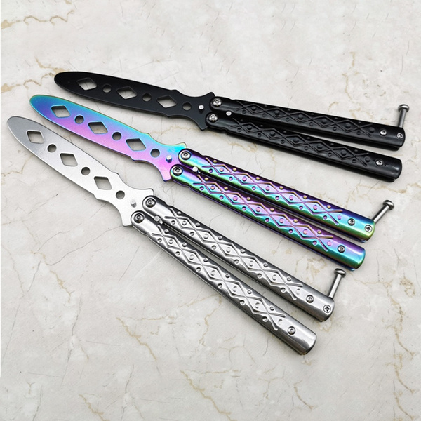 Portable Practice Butterfly Knife Alloy Steel Foldable Training Hunting ...