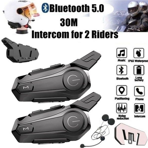 Motorcycle BT Intercom with Helmet BT Headset Waterproof Universal ...