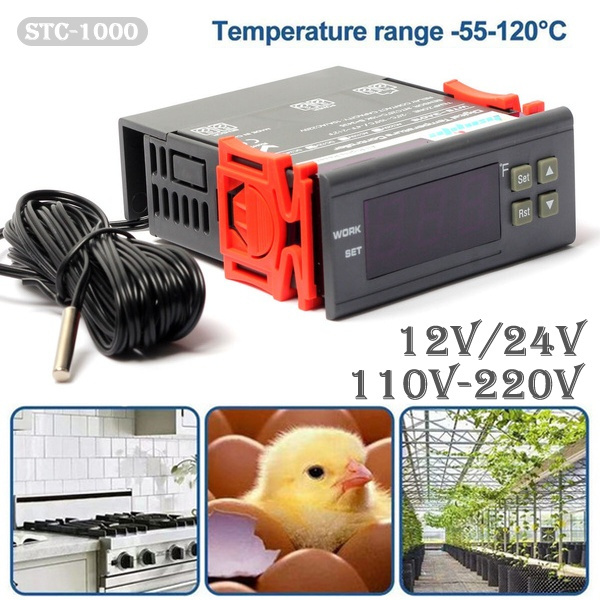 AC 110V 220V DC12V DC24V STC-1000 LCD Digital Temperature Switch ...
