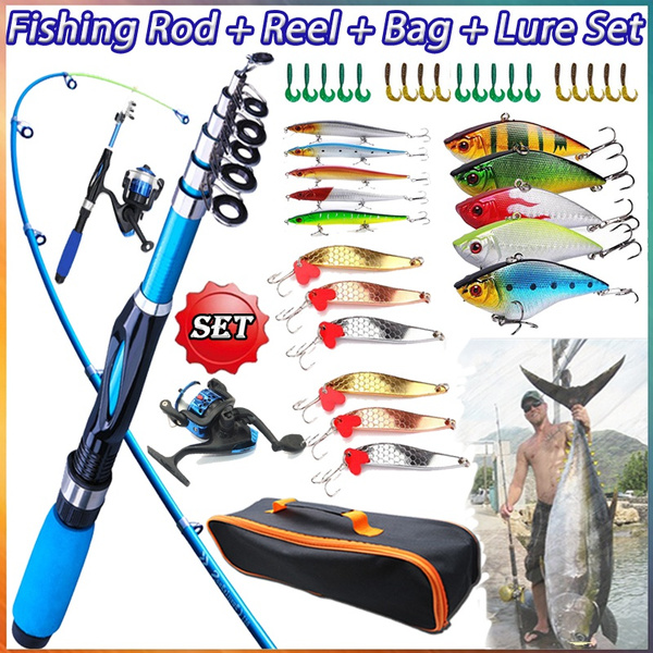 NEW Fishing Rod Full Kits with Telescopic Fishing Sea Rod and Spinning ...