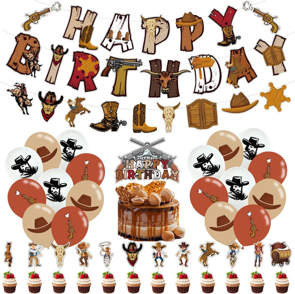 Cowboy Birthday Decorations, Western Horse Party Supplies with Cowboy ...