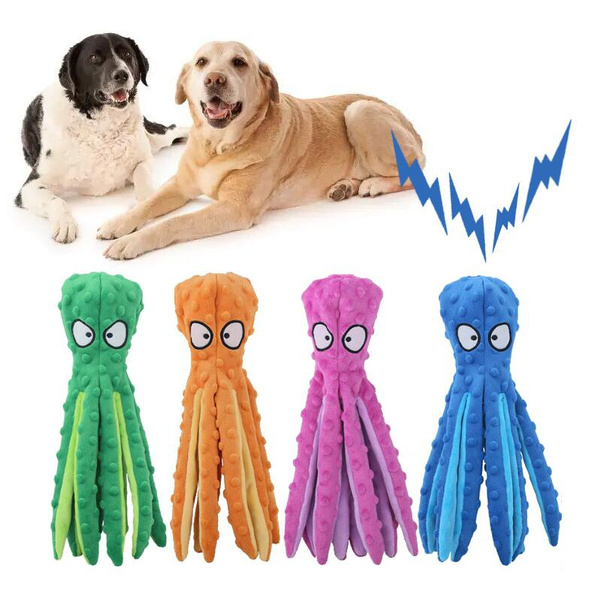 Octopus Soft Stuffed Plush Dog Toys Outdoor Play Interactive Squeaky ...