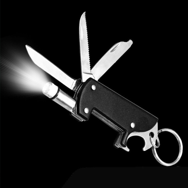 Multifunctional Mini Folding Knife LED Screwdriver Sawtooth Opener Nail ...