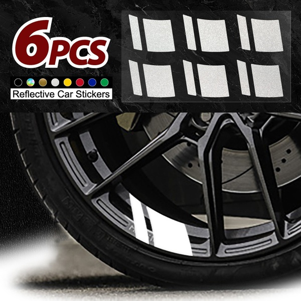 6pcs Hash Mark Stripe Racing Wheel Hub Decals Wheel Decor Diy Universal