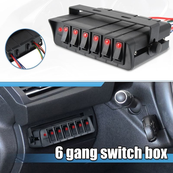 6-Gang 12V/24V Rocker Switch Box On/Off Toggle Switch Panel Box for ...
