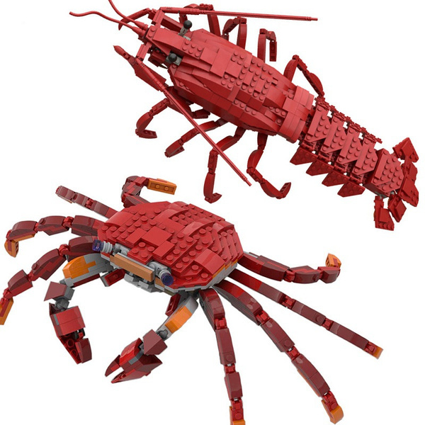 Lobster Crab Animal Diy Model Building Block Anime Figure Moc Brick ...