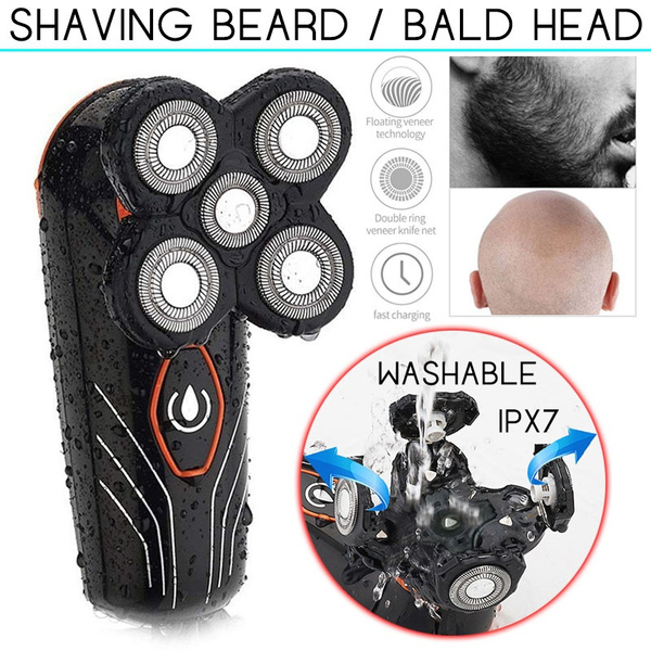 IPX7 Men's Electric Shaver 5-Head Floating Professional Bald Head ...