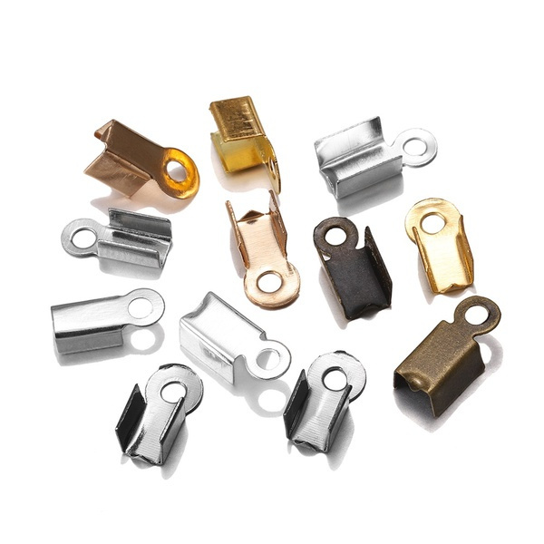 200pcs/bag Cove Clasps Cord End Caps String Ribbon Leather Clip Tip ...