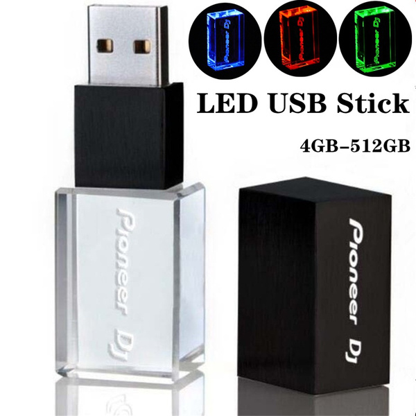 Fashion Led Crystal USB 2.0 Flash Drive 4GB 8GB 16GB 32GB 64GB 128GB 256GB 512GB Custom Pioneer ...