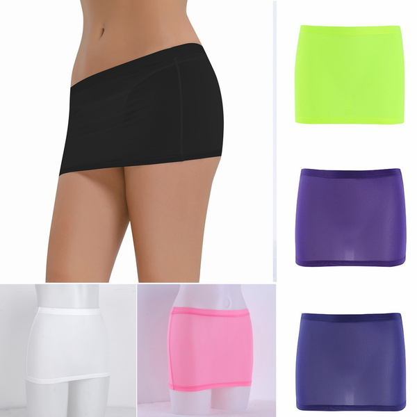 Sexy Lingerie Women Mesh Sheer Stretch Micro Mini Skirt Party Dress ...