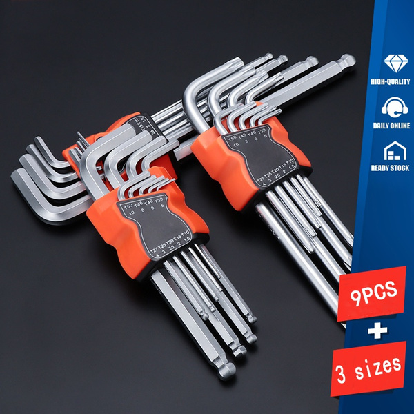 9PCS L Type Double-End Screwdriver Hex Wrench Set Allen Key Hexagon ...