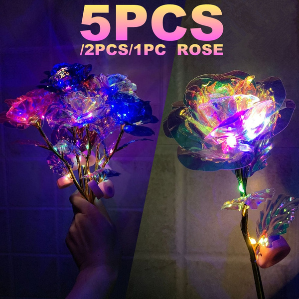 1/2/5PCS Romantic Colorful Simulation Forever Roses Artificial Flower ...