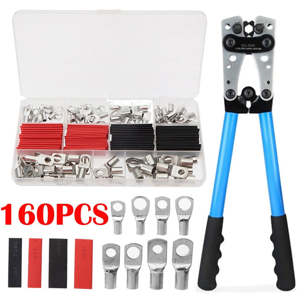 1PC HX-50B Cable Lug Crimping Tool With 160PCS Wire Lug Battery ...