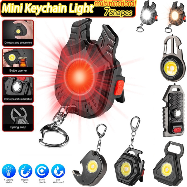 7 Shapes Small LED Flashlight COB Rechargeable Keychain Mini Flashlight ...