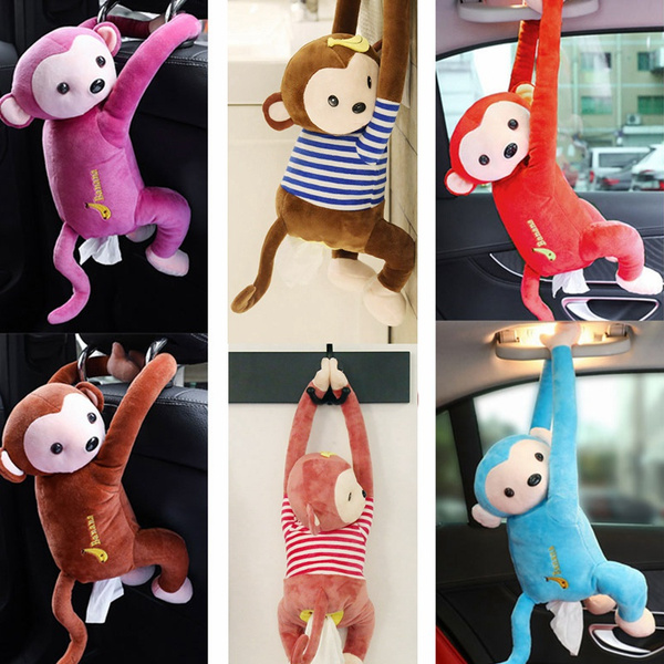 1Pcs Cute Lovely Animal Plush Monkey Tissue Box Car Hanging Storage ...