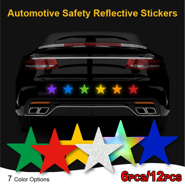 6/12Pcs Safety Warning Reflective Stickers Pentagram Anti-collision ...