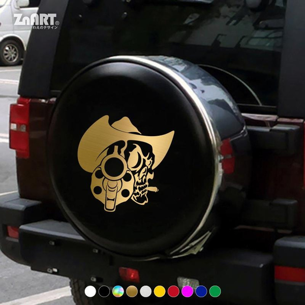 1PC Classic Reflective Car Stickers Skull Smoking Aiming Car Body for ...