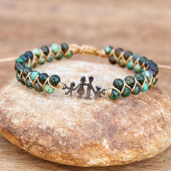 We Are Family 4mm African Jasper Beads Stainless Steel Bracelet Bohemia ...