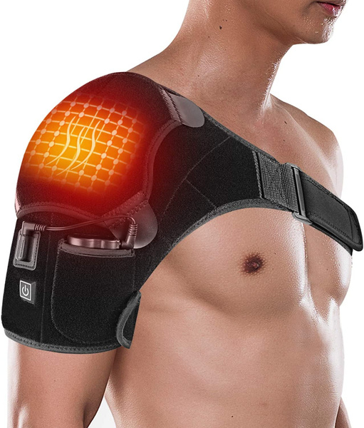 Heated Shoulder Brace Wrap,Portable Electric Wireless 3 Heating Setting ...