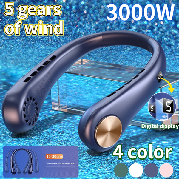 Portable Hanging Neck Fan Wireless USB Rechargeable Summer Ventilador ...