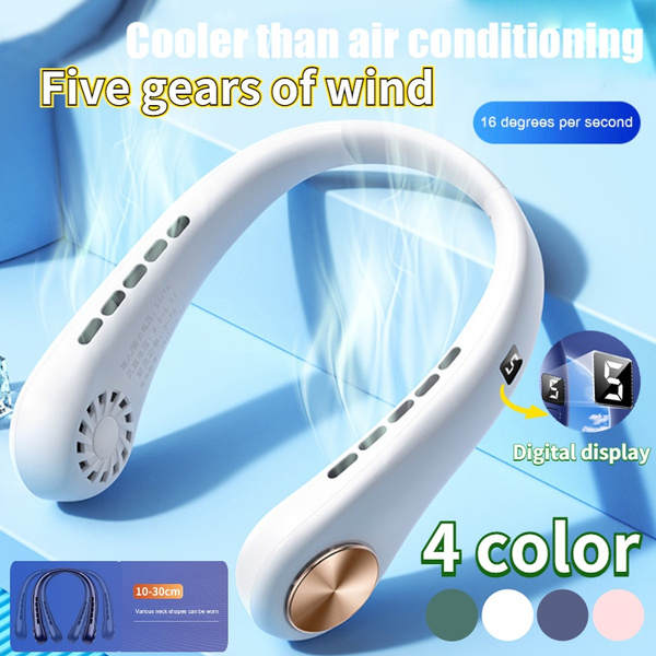 Portable Hanging Neck Fan Wireless USB Rechargeable Summer Ventilador ...