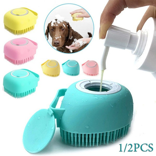 1/2PCS Bathroom Puppy Big Dog Cat Bath Massage Gloves Brush Soft Safety ...
