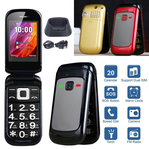 2G Unlocked Flip Cell Phone For Senior And Kids, Easy-to-Use Big Button ...