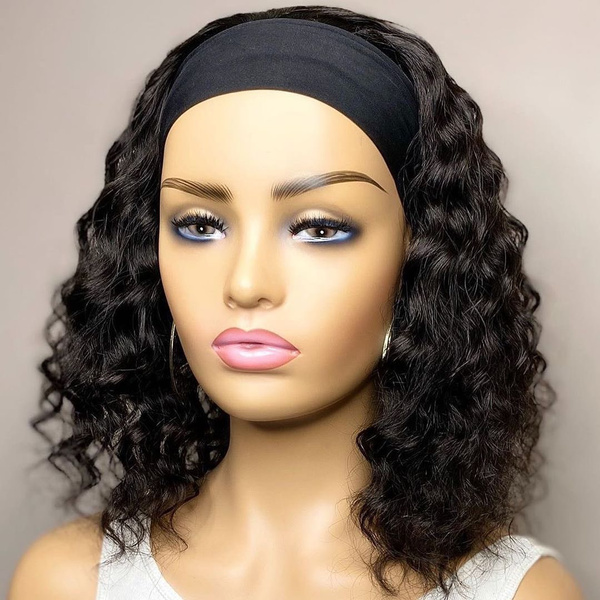 14INCH Deep Curly Wave Headband Wigs For Black Women Loose Deep Water ...