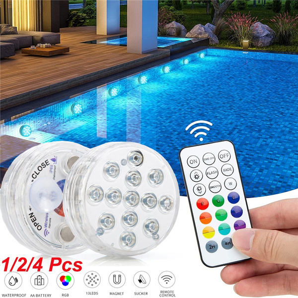 1/2/4Pcs RGB Submersible LED Lights IP68 Waterproof LED Light Color Changing Pool Lights ...