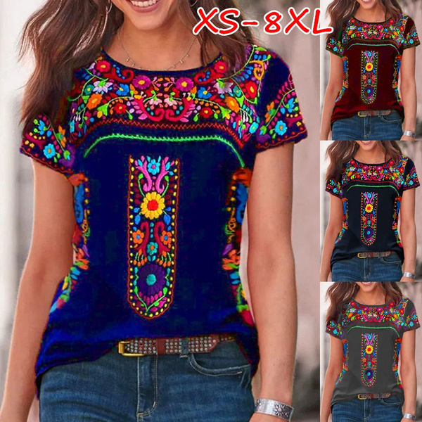 XS-8XL NEW Women's Fashion Summer Clothes Casual O-neck Short Sleeved ...