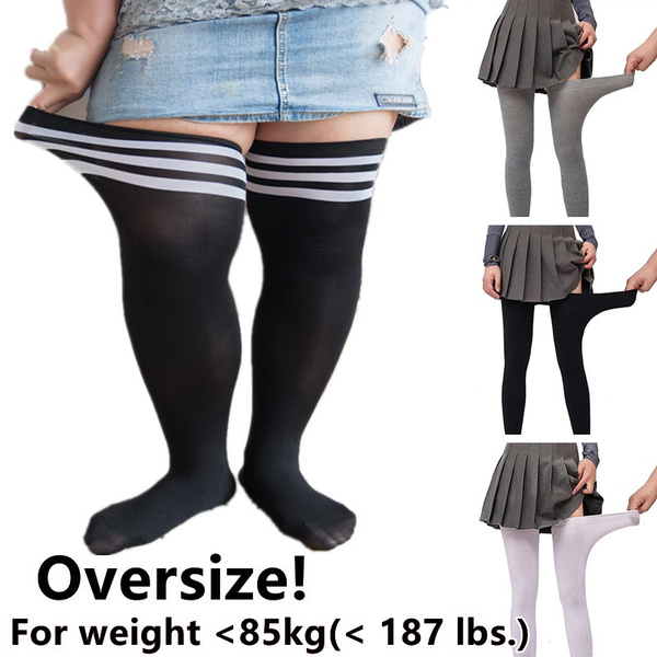 Oversize Stockings Plus Size Women Striped Thigh High Socks Large Over ...