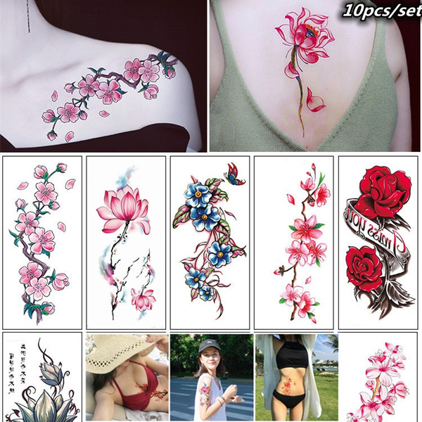 Tattoo Stickers Waterproof Lasting Simulation Female Fashion Big ...