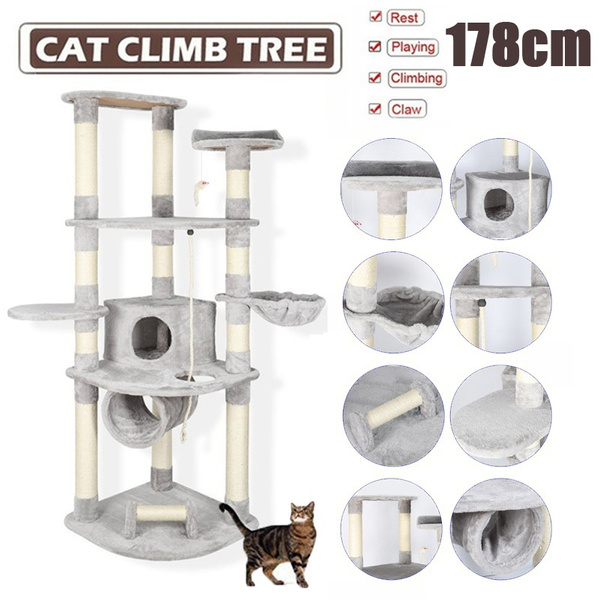 178cm Cat Tree Climbing Tower Activity Centre for Cats to Care Paw ...