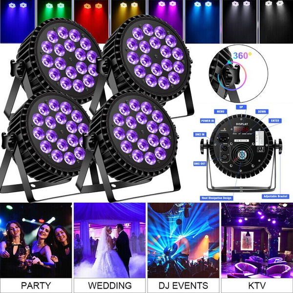 4PCS 200W Stage Lighting RGBW 18 LED PAR Can Light DMX Party Disco Club ...