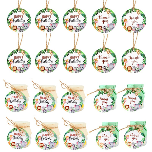 50pcs Jungle Safari Animal Thank You Paper Gift Tags with Natural Jute ...
