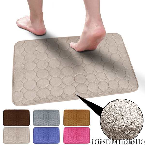 Coral Velvet Floor Mat Embossed Stone Home Memory Foam Absorbent ...