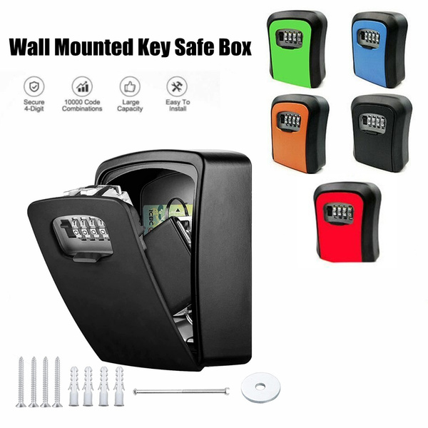Wall Mounted Plastic Key Lock Box Safe Weatherproof 4 Digit Combination ...