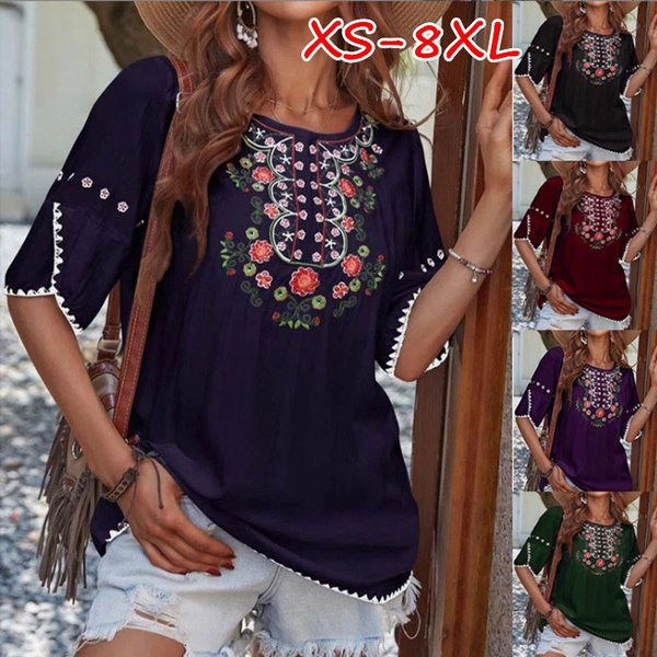 XS-8XL NEW Women's Fashion Summer Clothes Casual O-neck Short Sleeves ...
