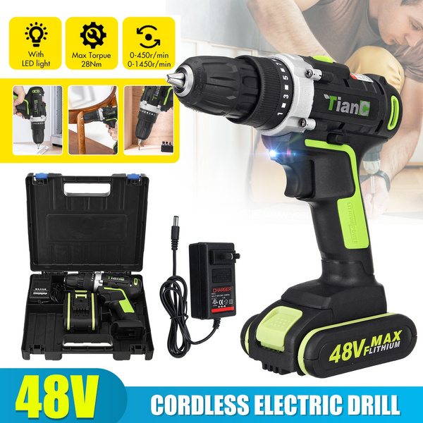 48V Cordless Drill Electric Screwdriver Drill 25+3 Torque Electric ...