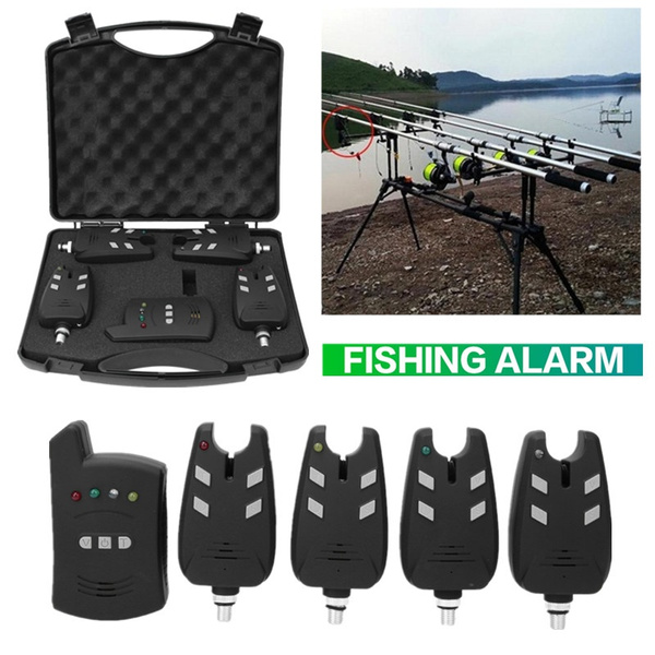 4 Pcs Fishing Bite Alarm & 1 Pcs Receiver Indicator Sound & LED Light ...