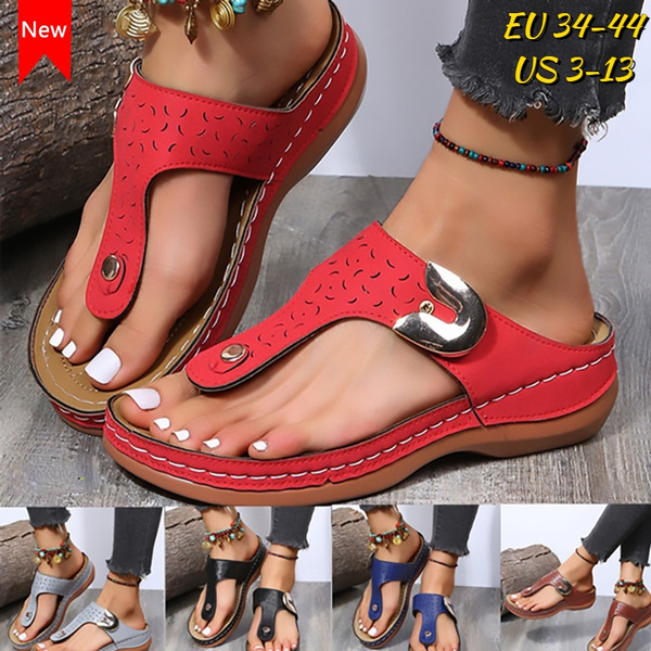 2022 Summer Women's Beach Wedge Slippers Flip-Flops Beach Sandals ...