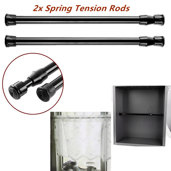 2PCS Telescopic Curtain Rod Adjustable Spring Loaded Bathroom Shower ...