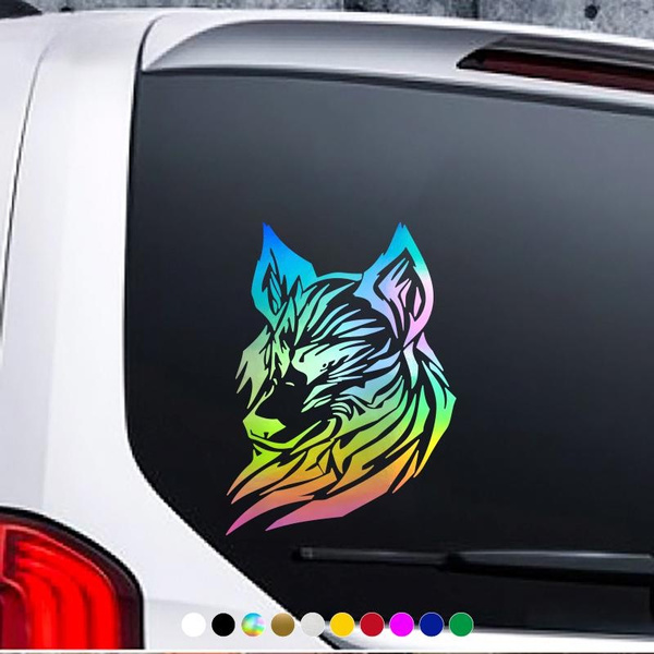 1PC Classic Reflective Car Stickers Creative Wolf Head Car Body for ...