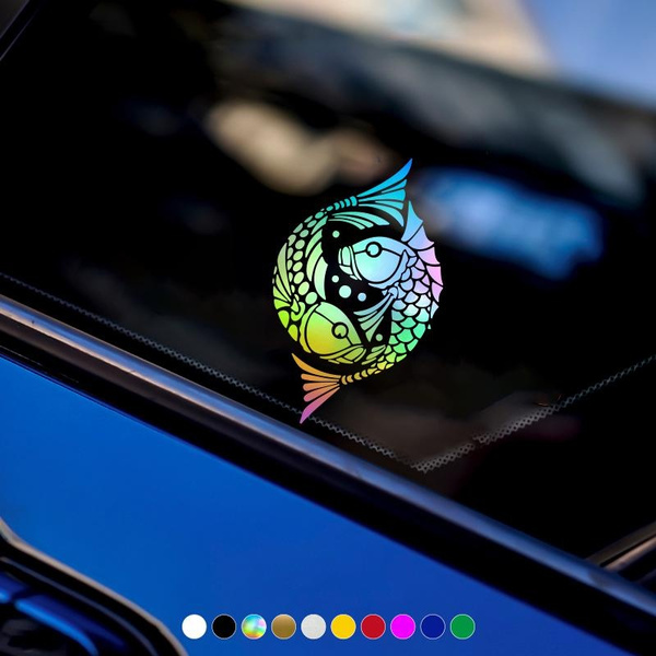 1PC Classic Reflective Car Stickers Creative Two Koi Car Body for ...