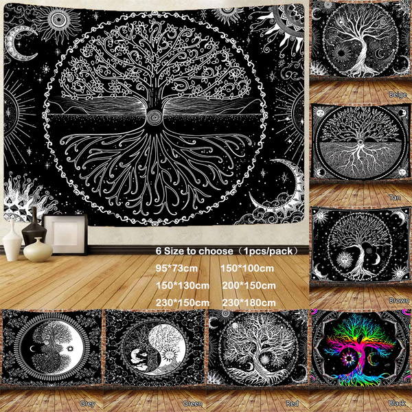 Modern Psychedelic Tree of Life Wall Art Picture Home Decor Black and ...