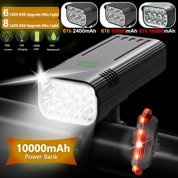 USB Rechargeable Aluminum Housing Bike Lights Set, 6/8 Beads Super ...
