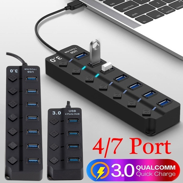 4/7 Port USB 2.0/3.0 Hub High Speed 5Gbps Splitter Distributor with ...