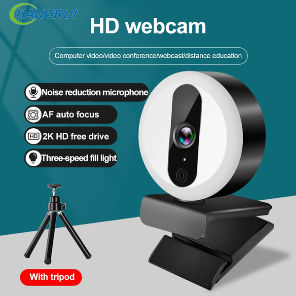 Full HD Webcam 2K Web Camera USB 3.0 LED Ring Light Autofocus PC Laptop ...